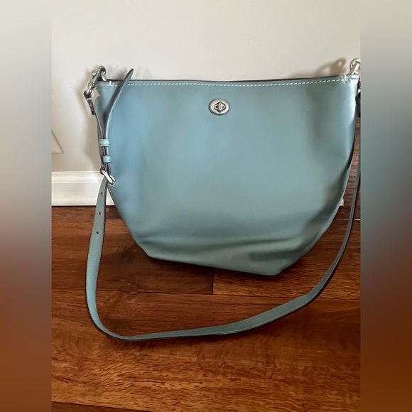 Coach | Bags | Coach Sky Blue Leather Shoulder Bag | Poshmark